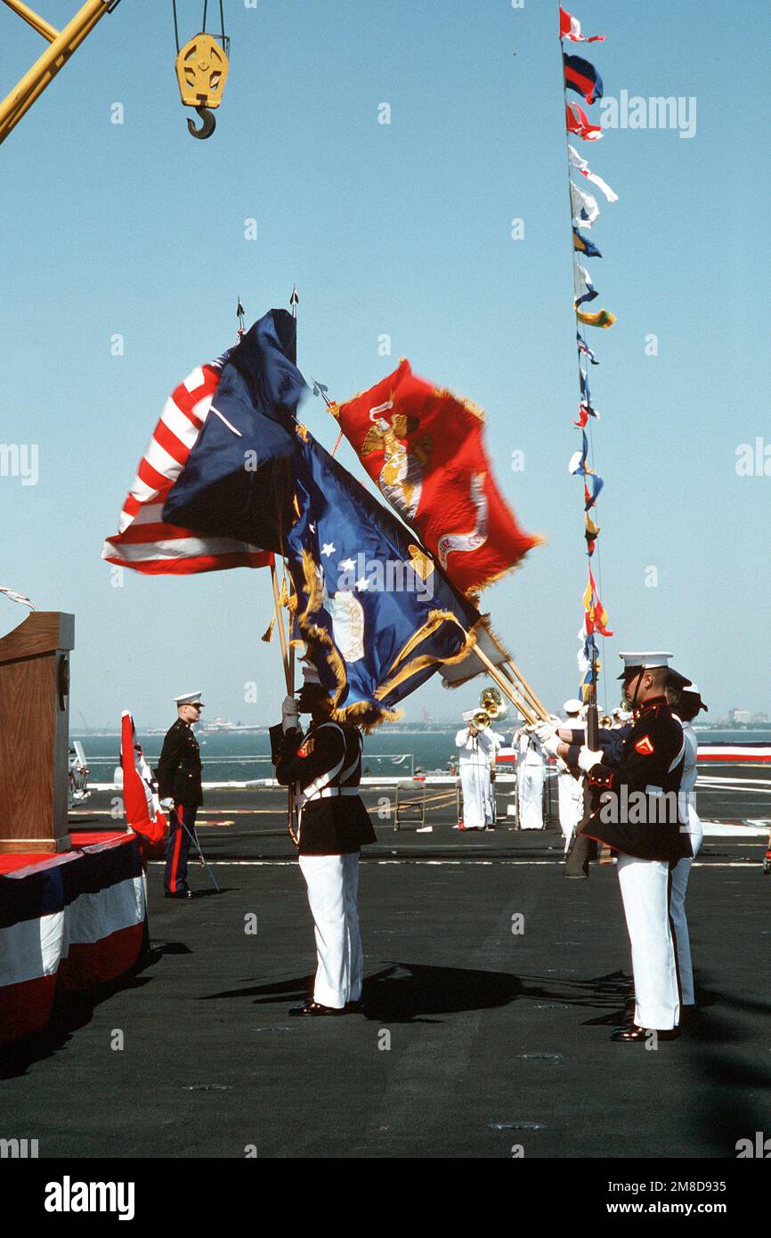 The colors are presented in front of the speakers platform during the ...