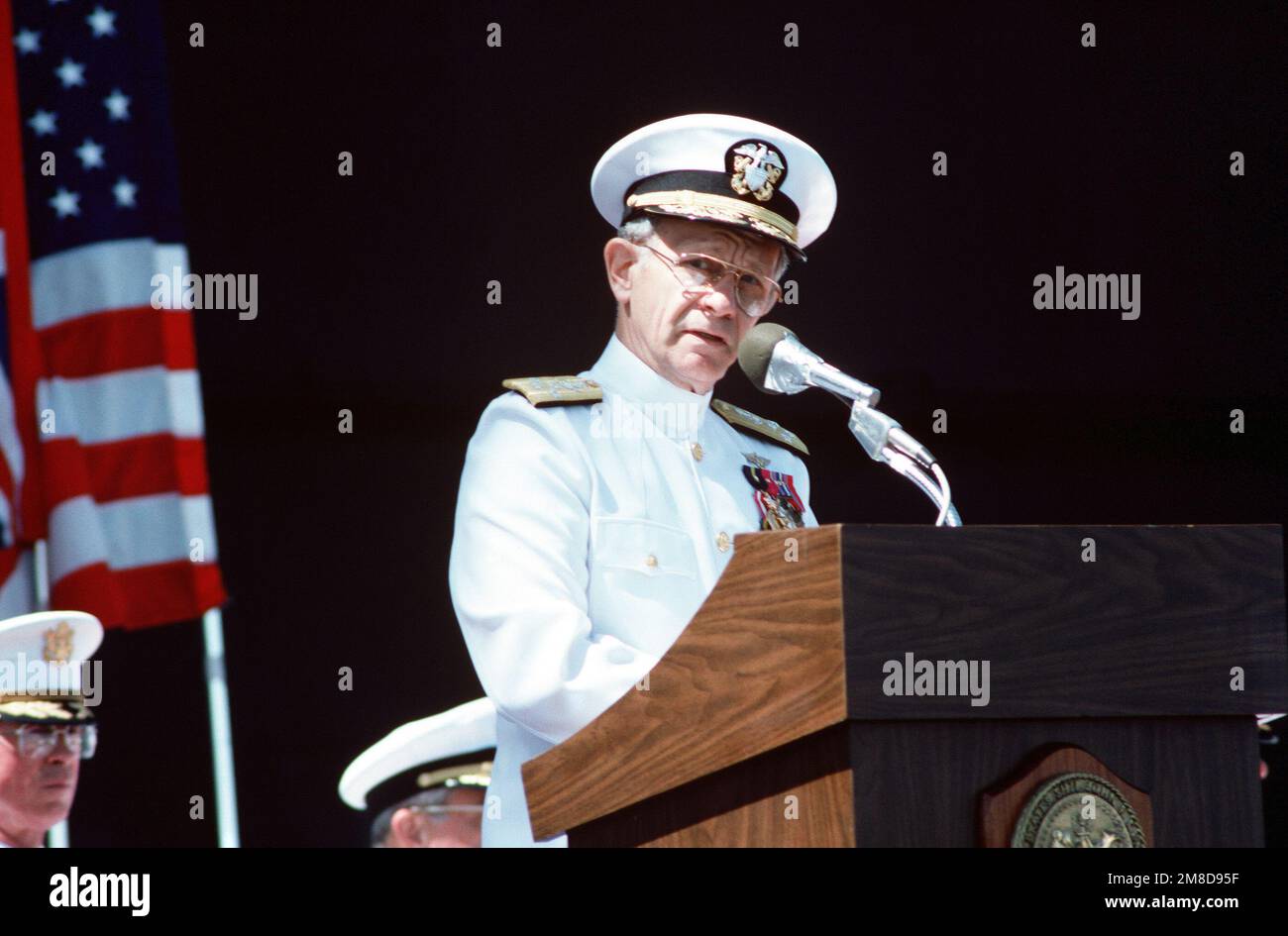 Admiral (ADM) Leon A. Edney speaks during the change of command ...
