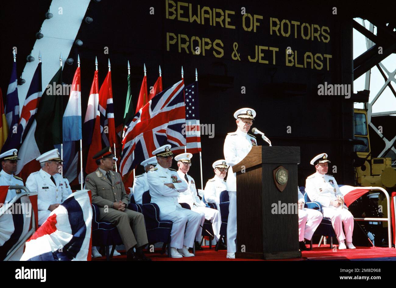 Admiral (ADM) Leon A. Edney speaks during the change of command ...