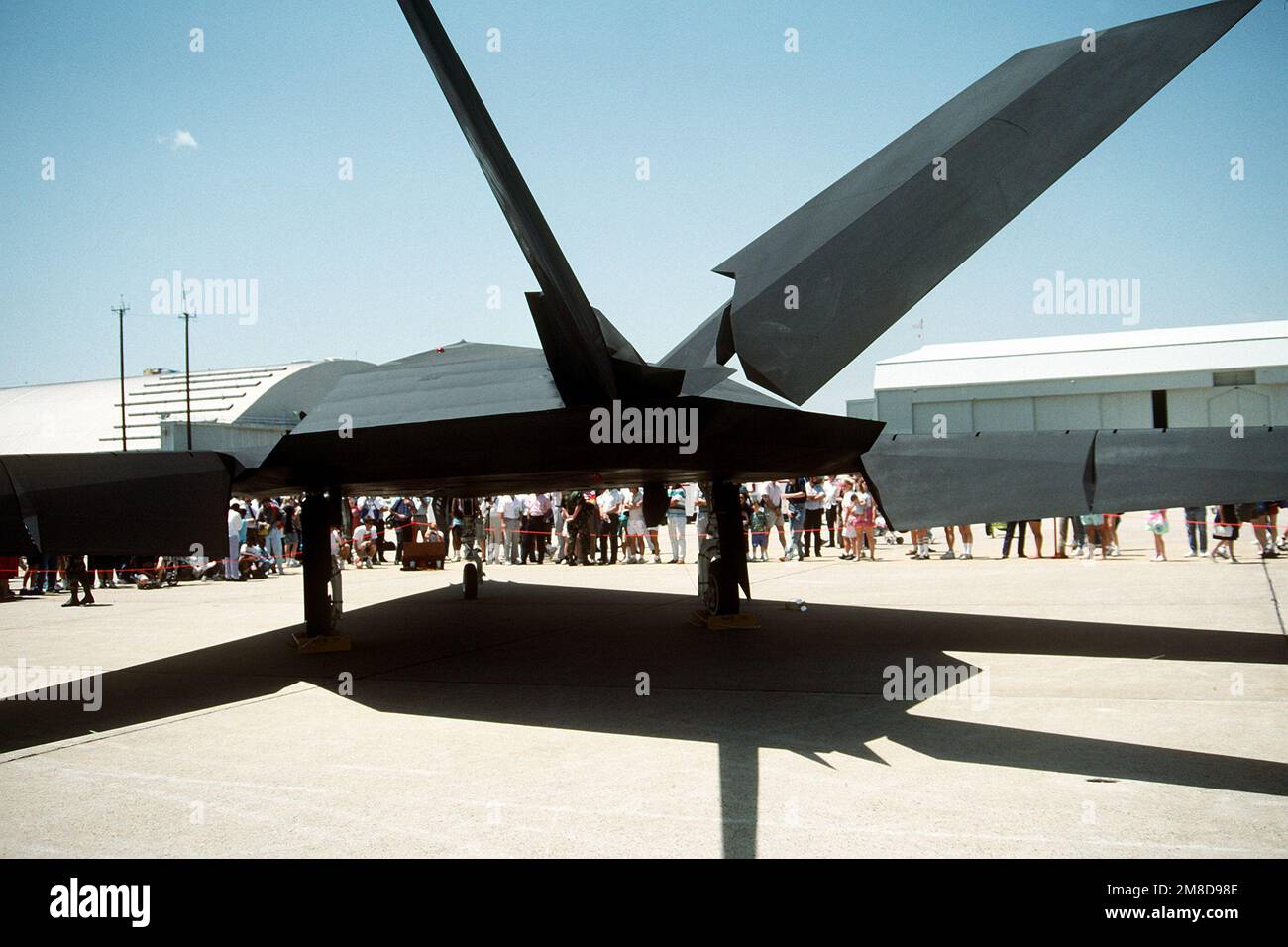 A rear view of a 37th Tactical Fighter Wing F-117A Stealth Fighter ...
