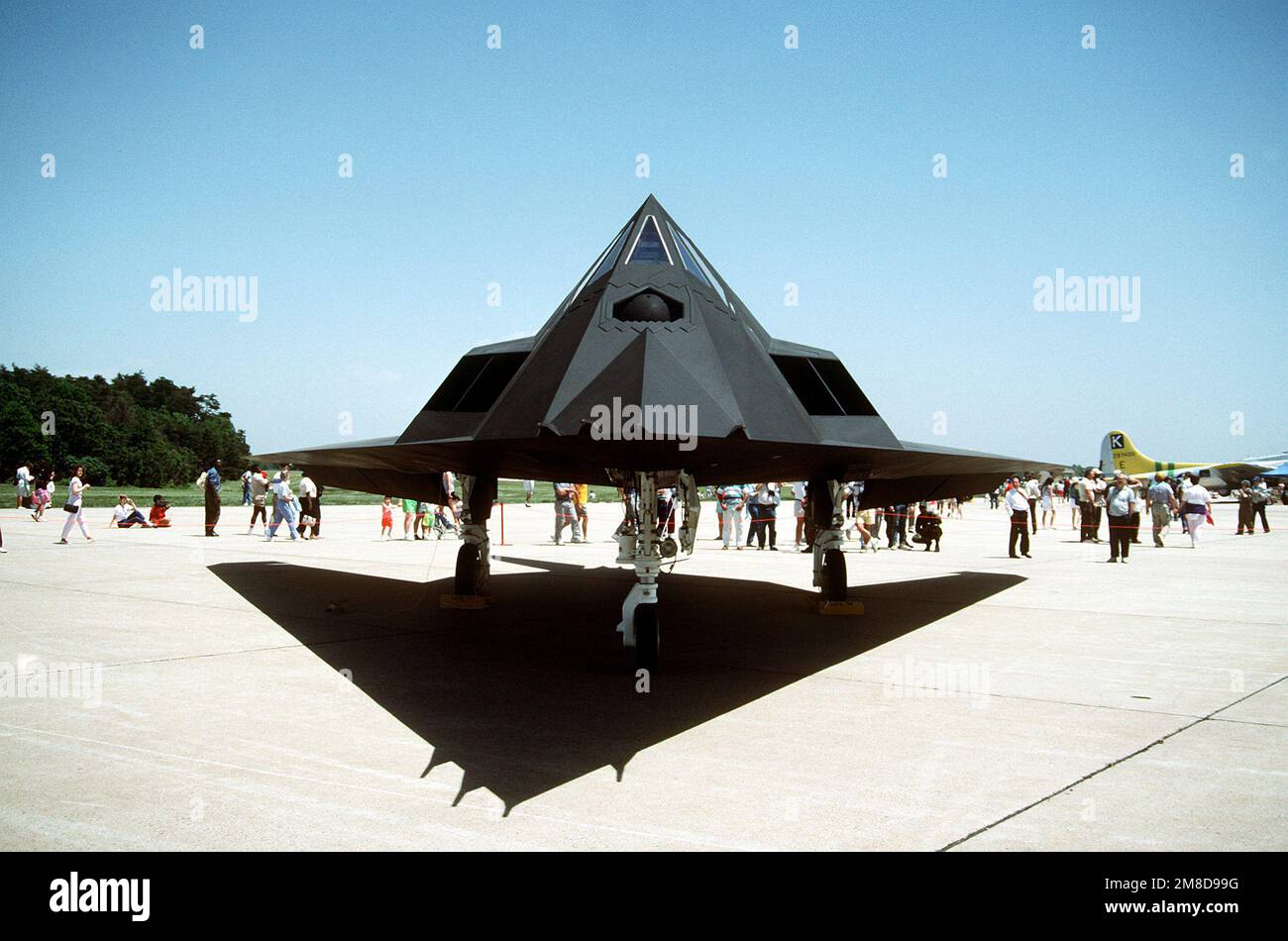 A front view of a 37th Tactical Fighter Wing F-117A Stealth Fighter ...