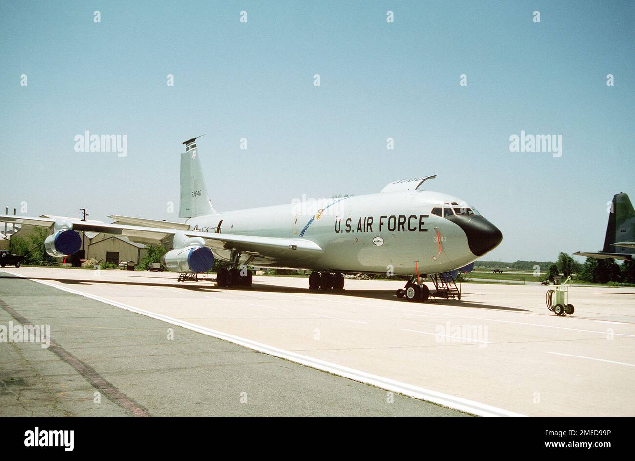 A right front view of an Air Force KC-135 Stratotanker aircraft on ...