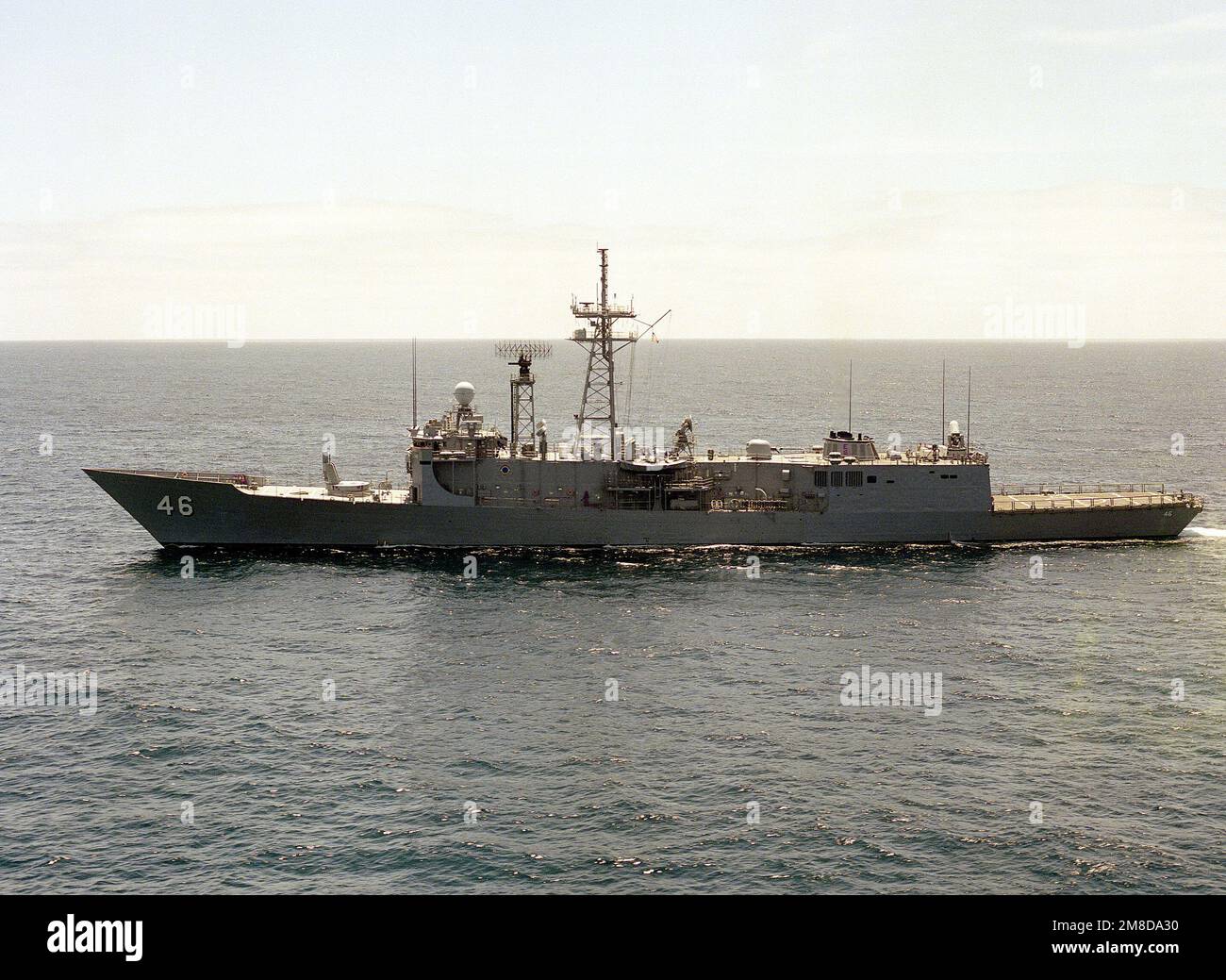 A port beam view of the guided missile frigate USS RENTZ (FFG 46 ...