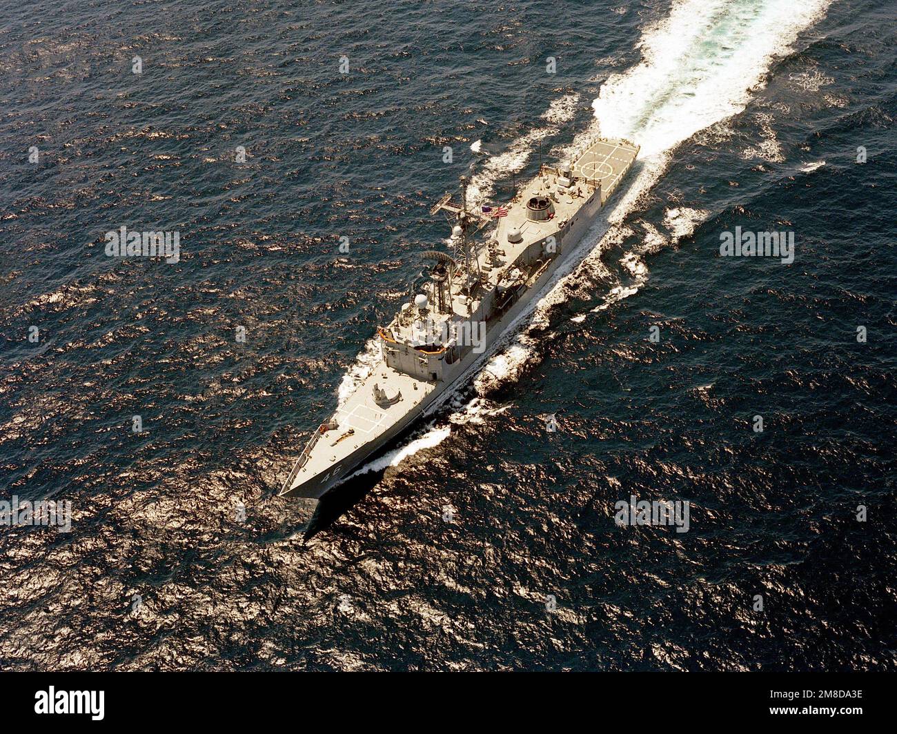 A aerial port bow view of the guided missile frigate USS RENTZ (FFG 46 ...