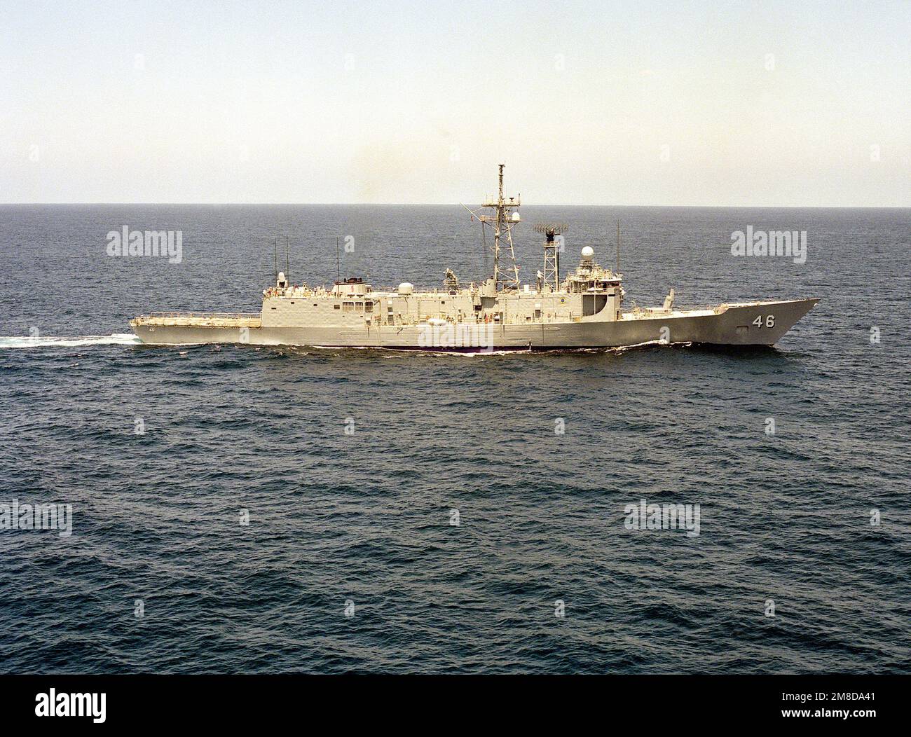 A starboard beam view of the guided missile frigate USS RENTZ (FFG 46 ...