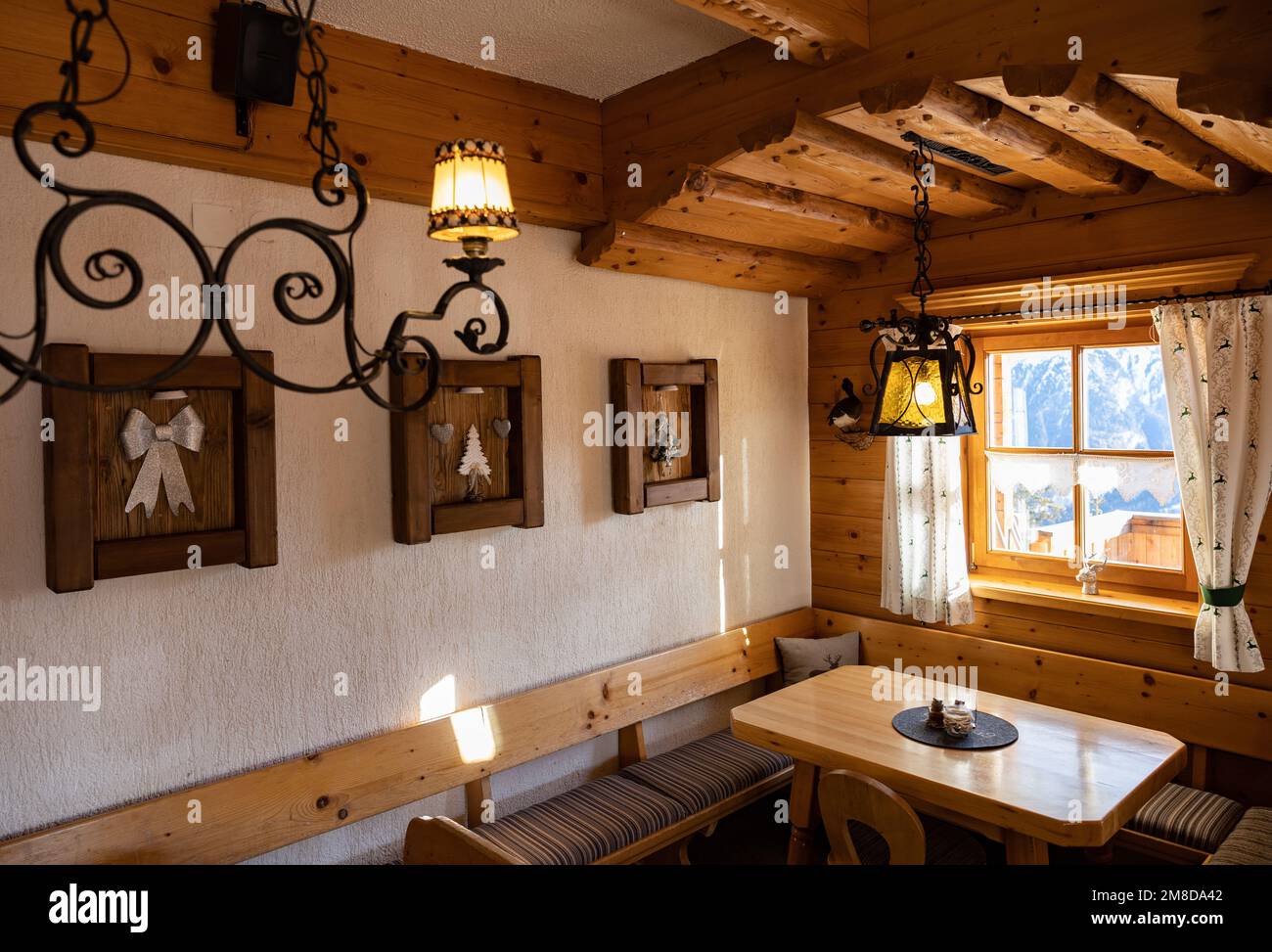 Corner area of the restaurant, decorated in a traditional Austrian ...