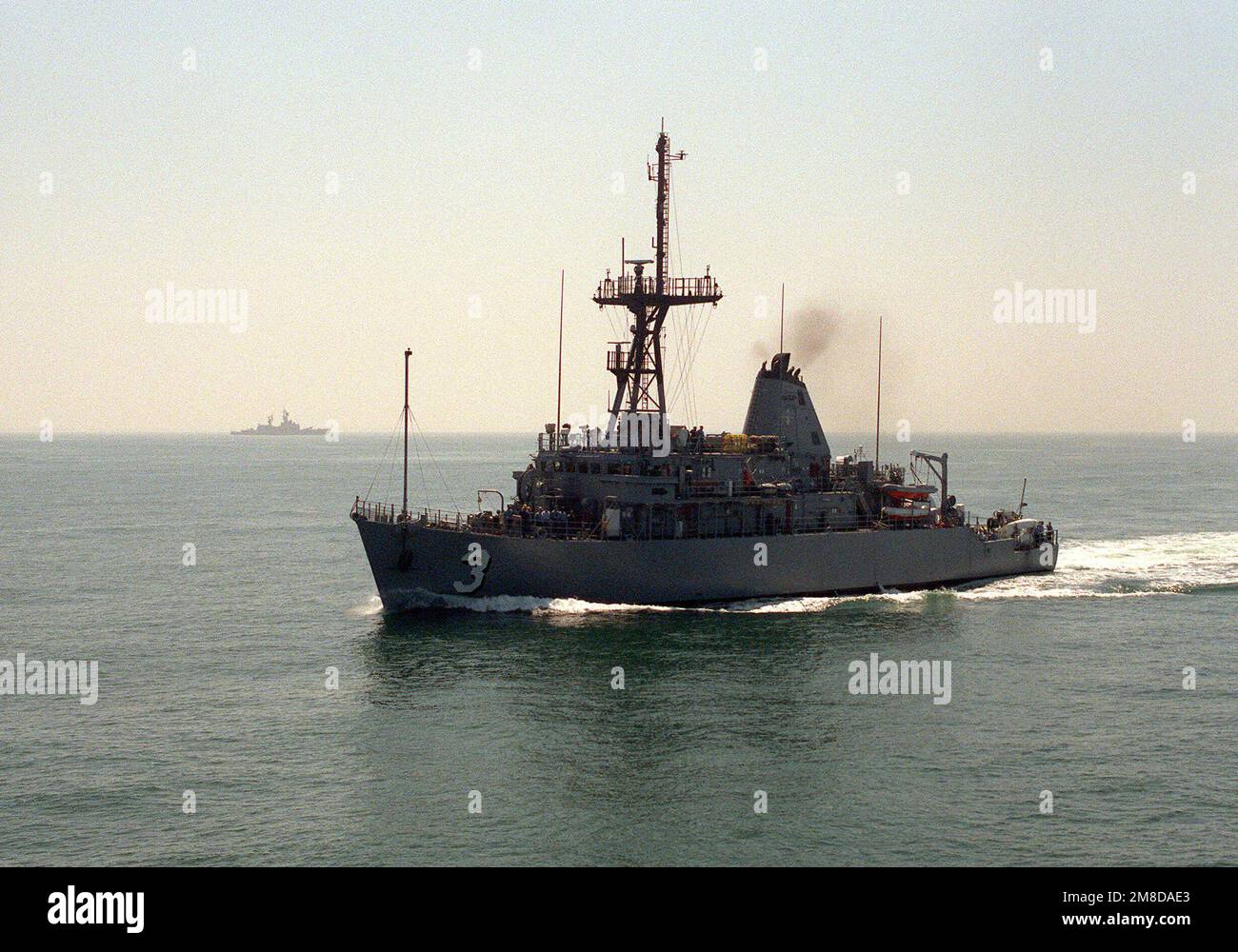 A port bow view of the mine coutermeasures ship USS SENTRY (MCM-3) underway off the Southern ...