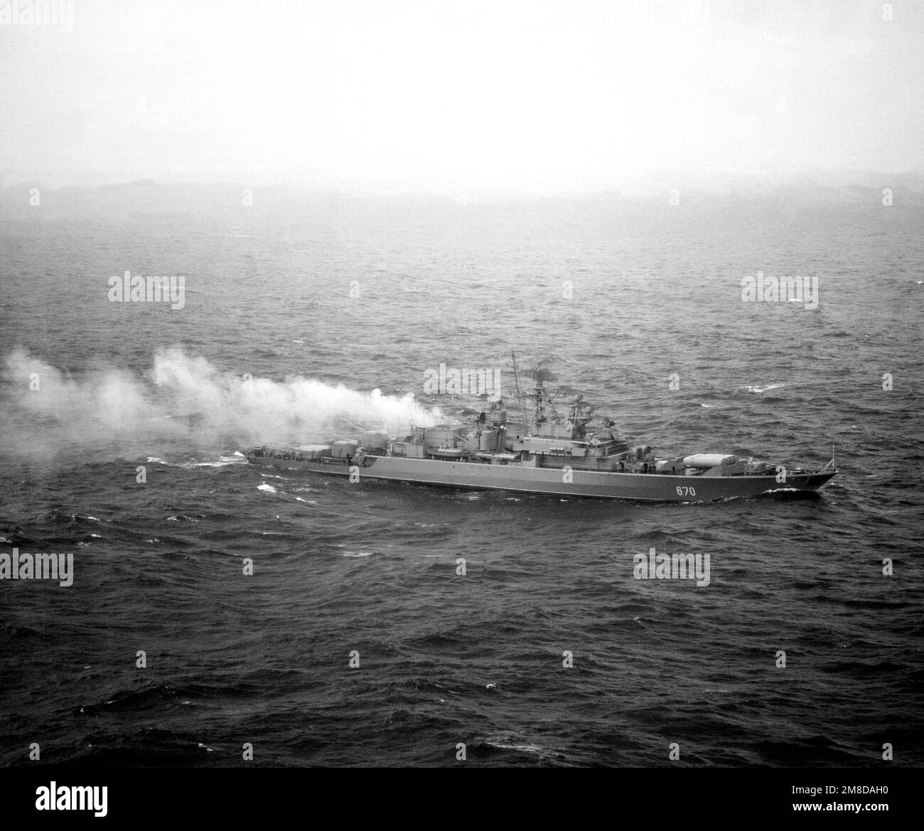 A starboard beam view of the Soviet Krivak I class guided missile ...