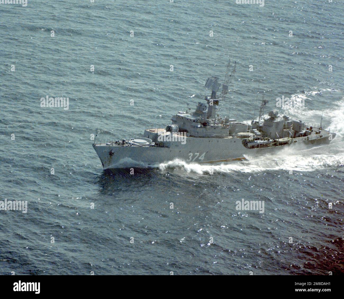 A port view of the Soviet Grisha V class light frigate underway ...