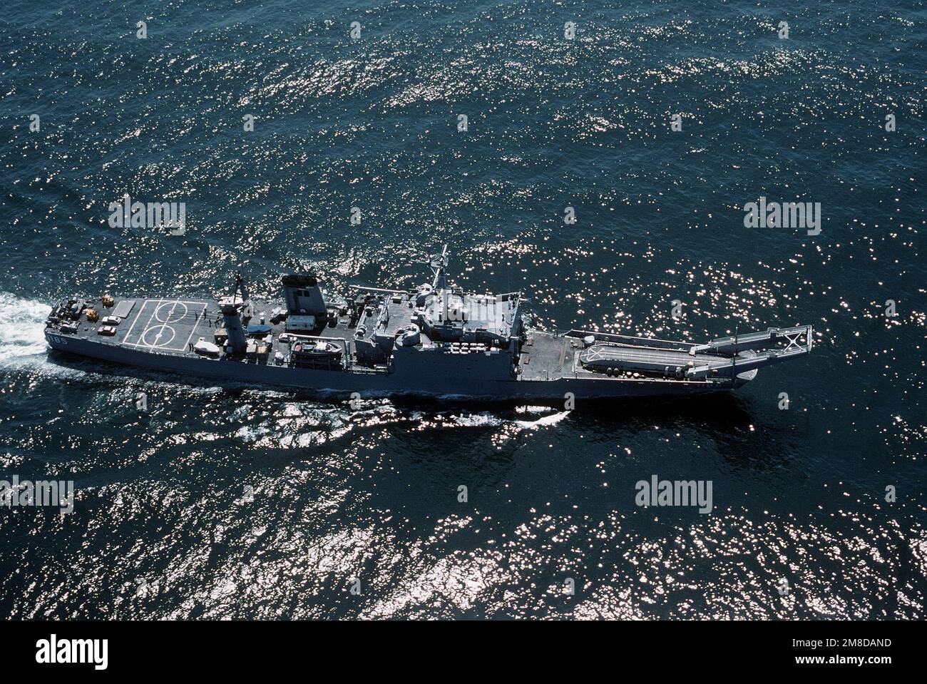 An overhead starboard beam view of the tank landing ship USS ...