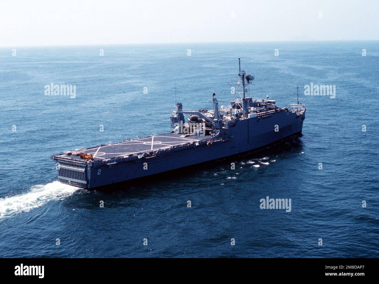 A starboard quarter view of the amphibious transport dock USS VANCOUVER ...