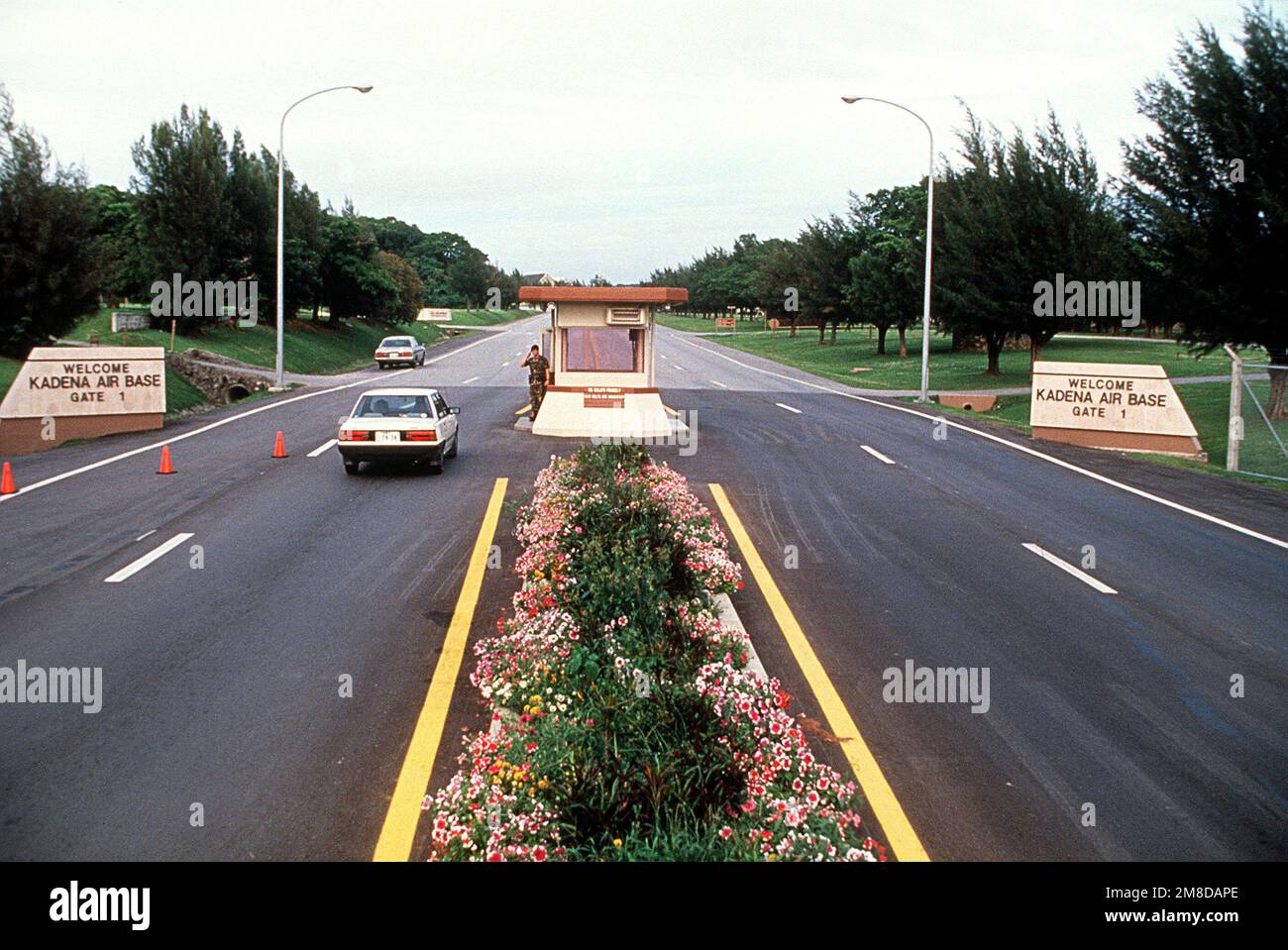 Flowers line the median at Gate 1. Base: Kadena Air Base State: Okinawa ...