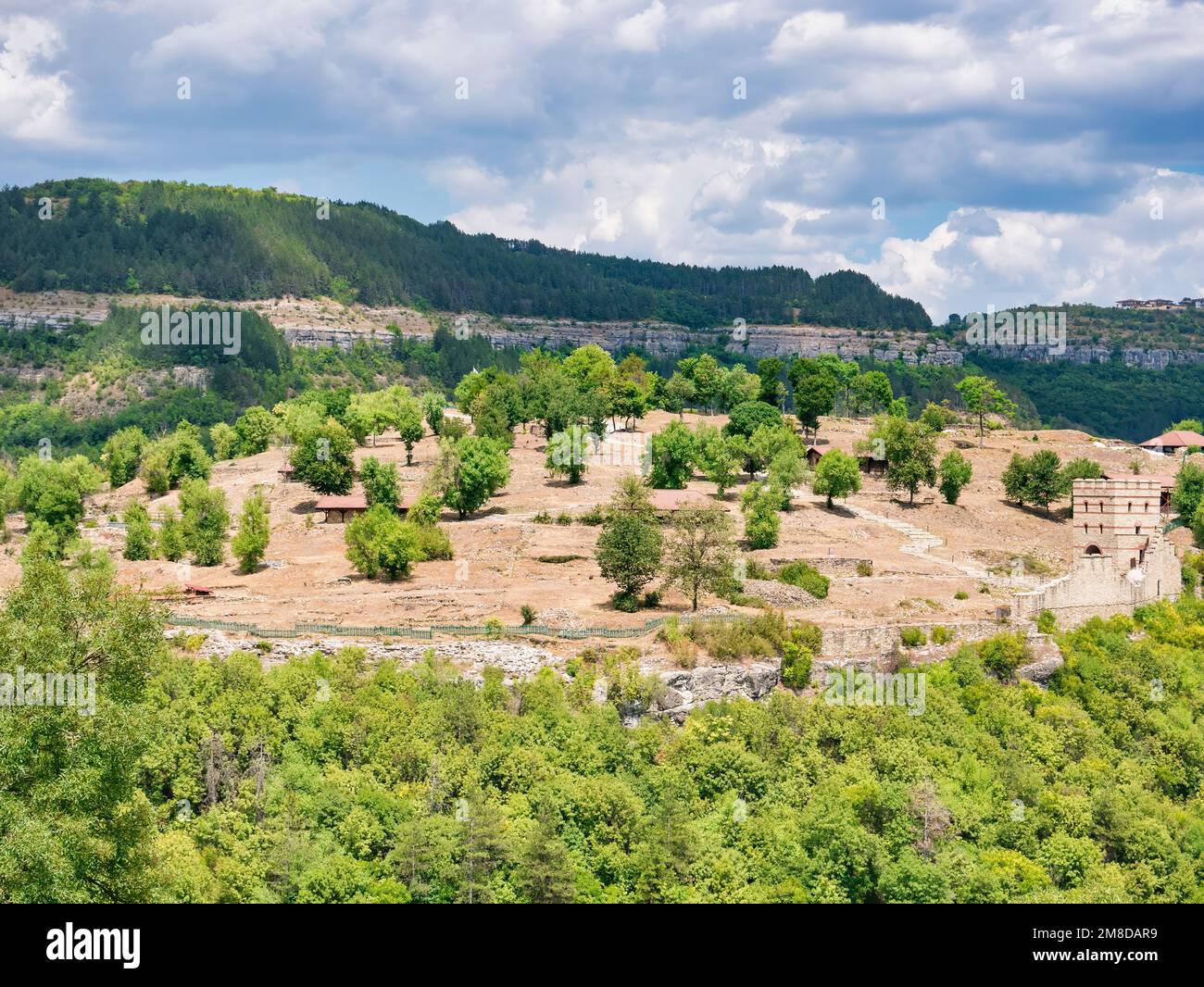 View from above with the famous medieval fortress Tsarevets, located in ...