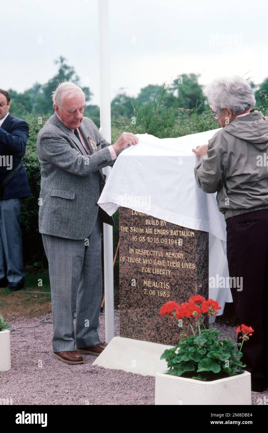 Two veterans unveil a monument on the site of a forward airfield that ...
