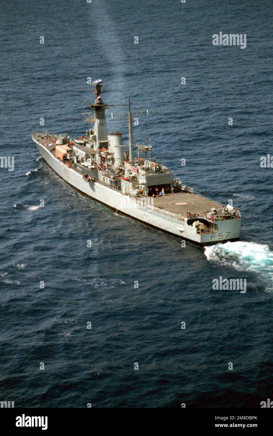 A port quarter view of the British frigate HMS ANDROMEDA (F-57 ...