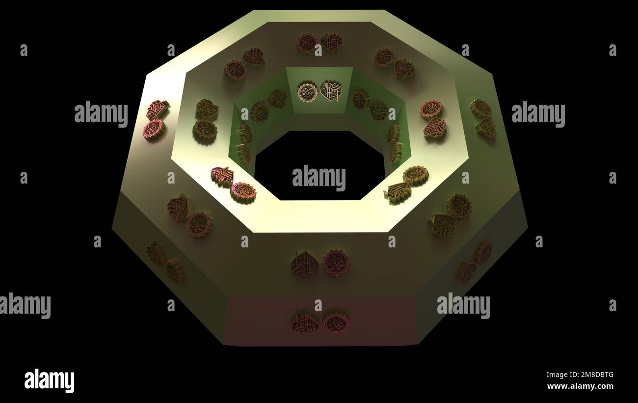 3D Illustration of a circular structure. The words when translated into ...
