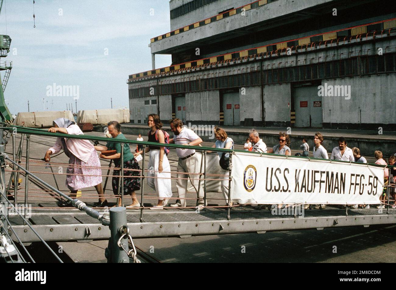 Local residents visit the guided missile frigate USS KAUFFMAN (FFG-59 ...