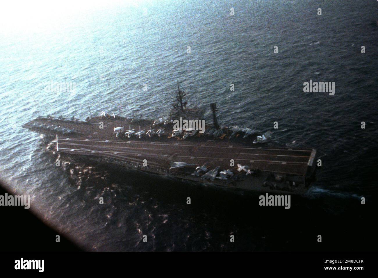 An aerial port side view of the aircraft carrier USS JOHN F. KENNEDY ... An aerial port side view of the aircraft carrier USS JOHN F. KENNEDY ...