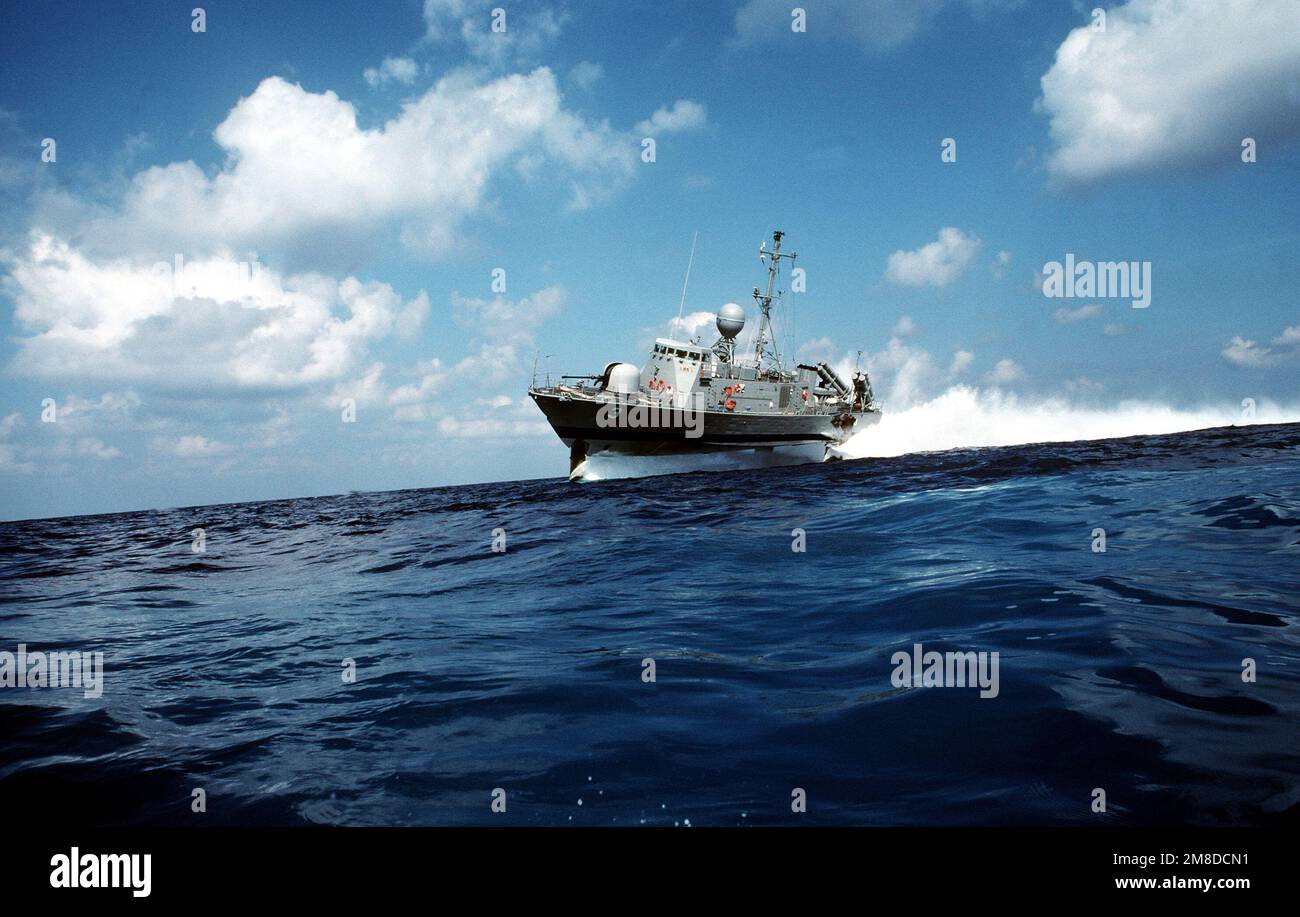 Foil-borne, the hydrofoil patrol combatant missile ship USS TAURUS (PHM ...