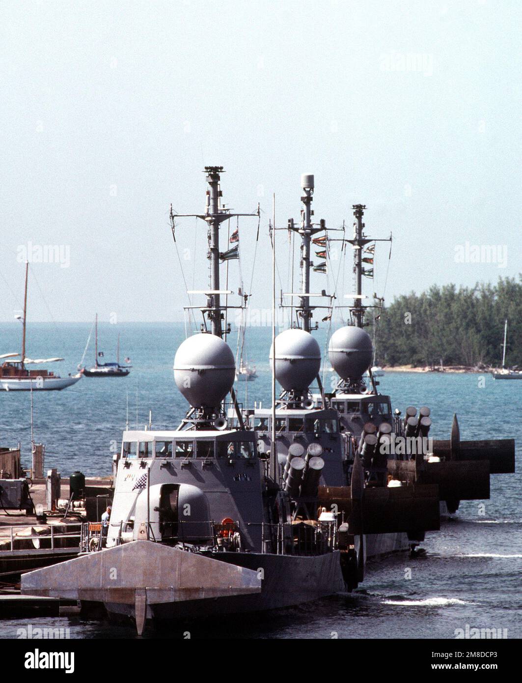 Three hydrofoil patrol combatant missile ships, including the USS ...