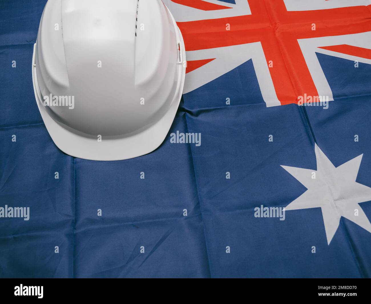 Australian flag and construction helmet. Concept Made in Australia ...