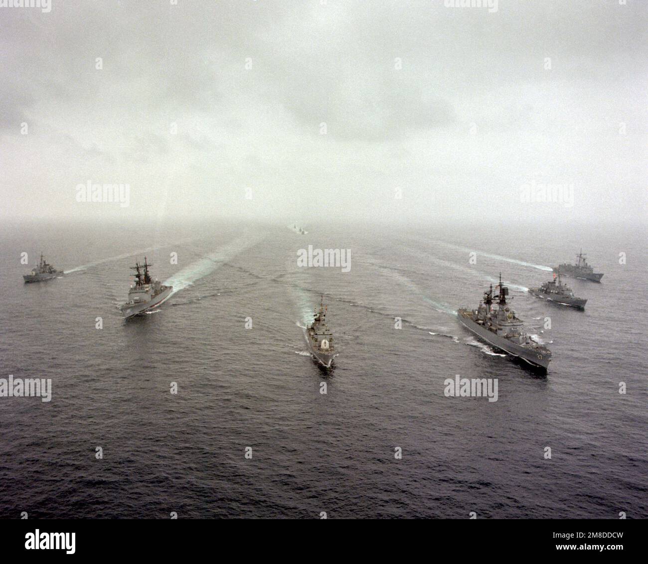 U.S. and Peruvian navy ships steam in formation during Unitas XXXI, a ...