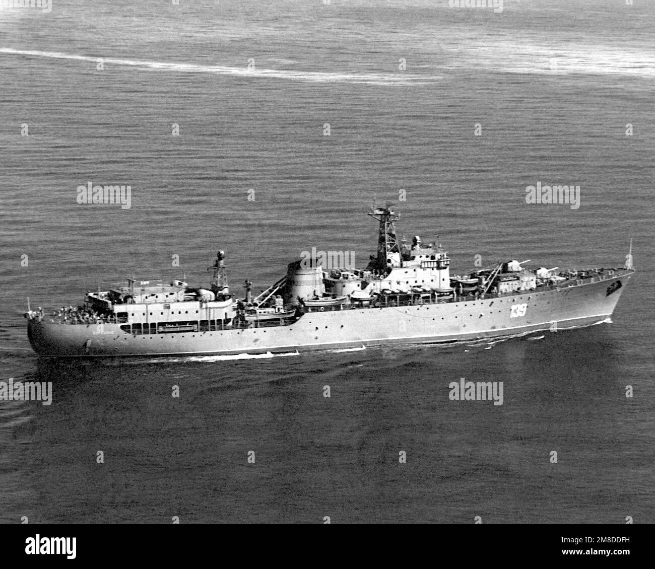 A starboard view of the Soviet Ugra class training ship BORODINO ...