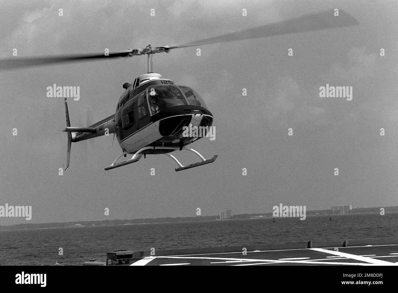 A Training Wing 5 (TAW-5) TH-57 Sea Ranger helicopter comes in to land ...