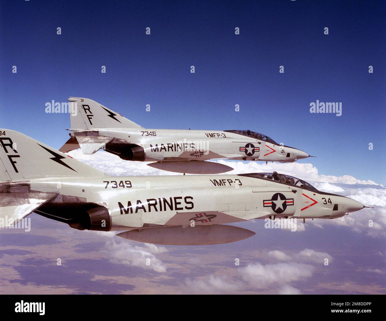 A right rear view of two RF-4C Phantom II aircraft of Marine PHOTO ...
