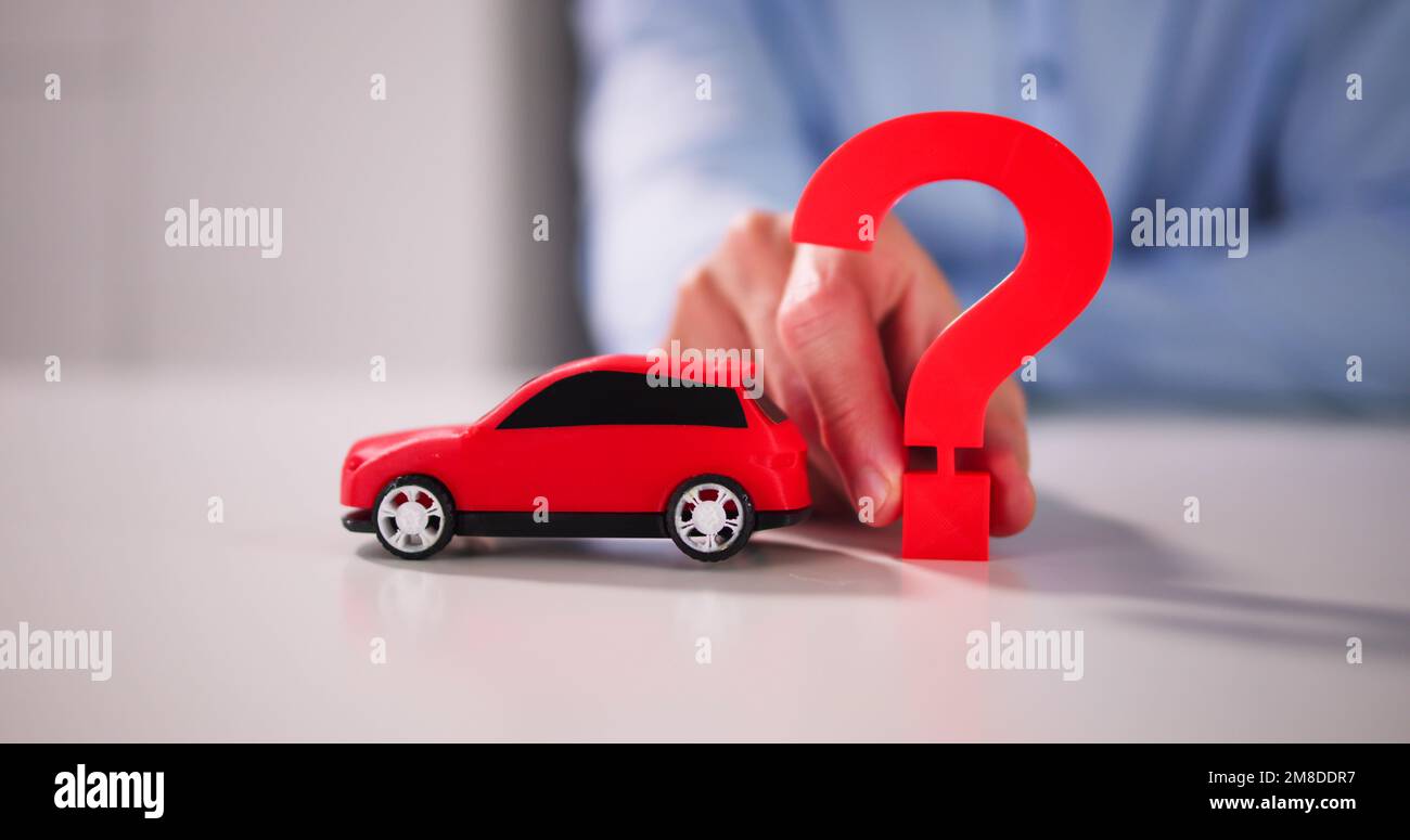 Your Car Covered Insurance Question Mark Concept Stock Photo - Alamy