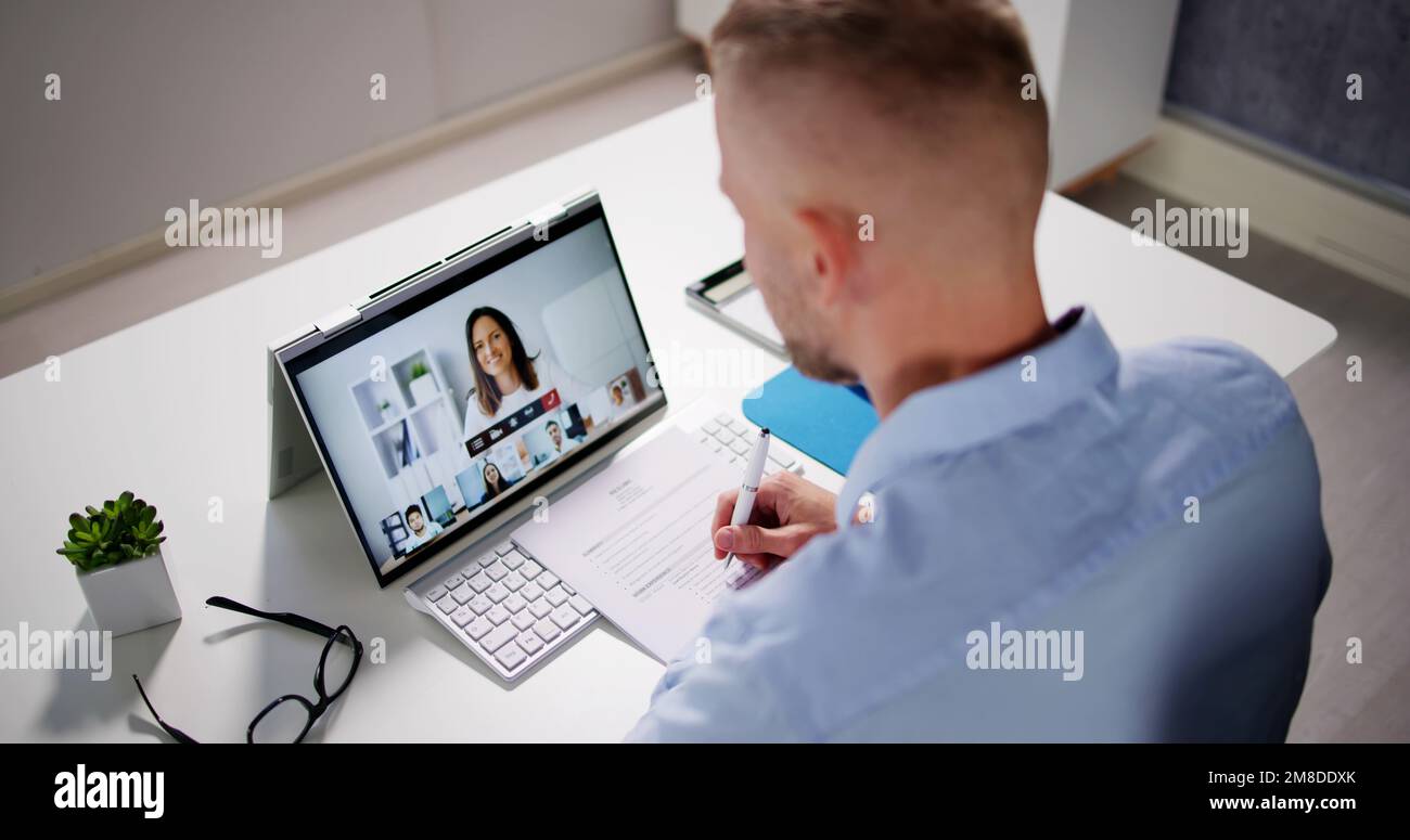 Online video call job interview hi-res stock photography and images - Alamy