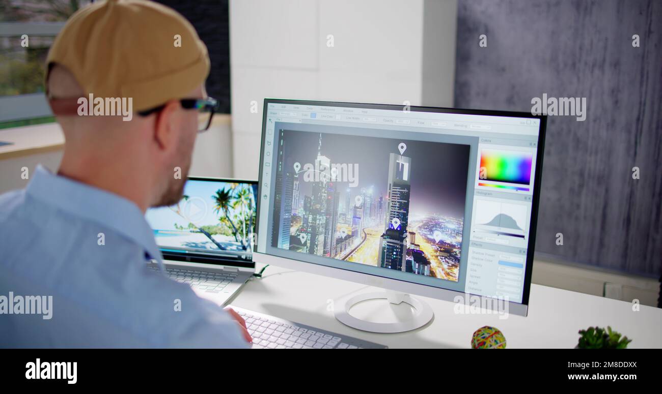 Editing Photo Design For Web On Desktop Computer Screen Stock Photo - Alamy