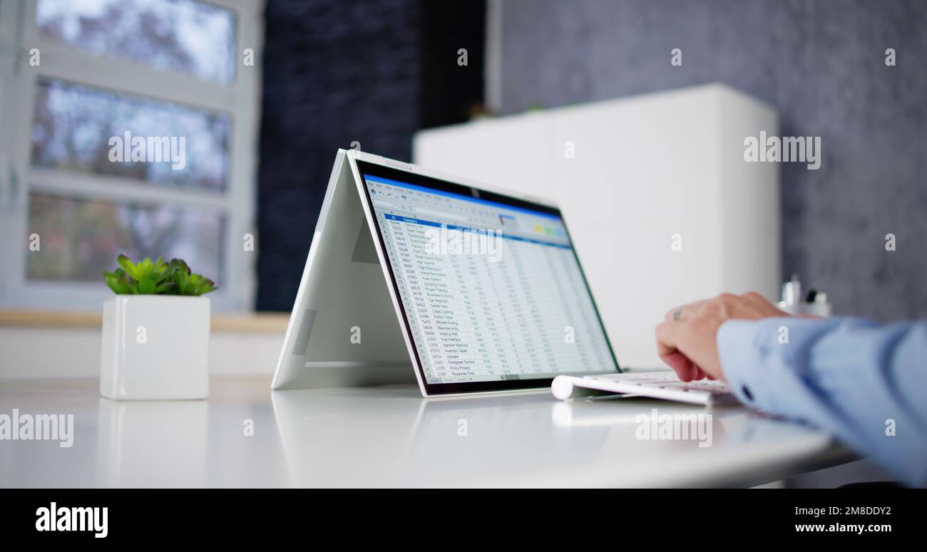 Spreadsheet Business Data Analyst Using Computer Screen Stock Photo - Alamy