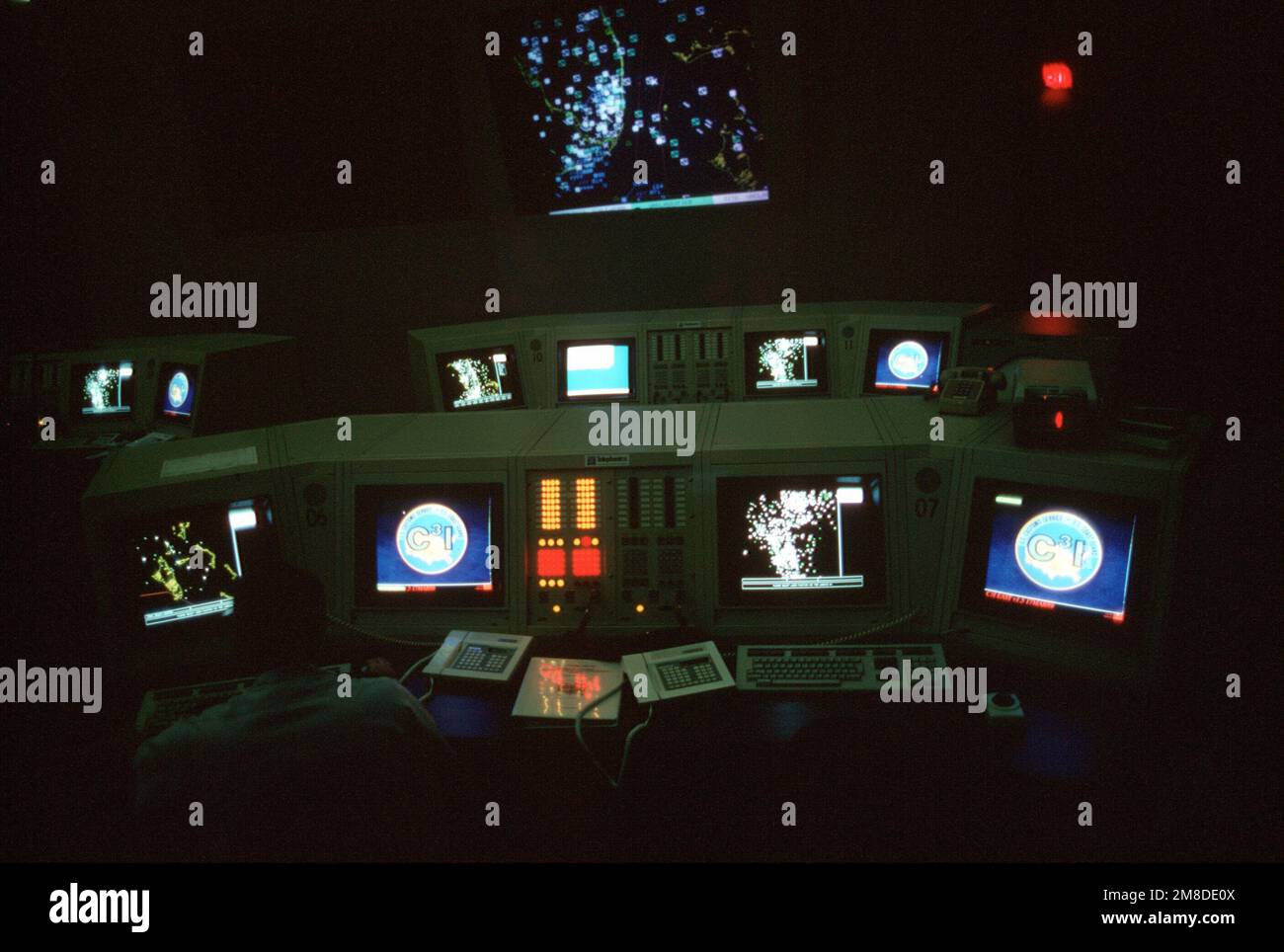 A view of electronic displays at the Joint Task Force 4 (JTF-4) Command ...