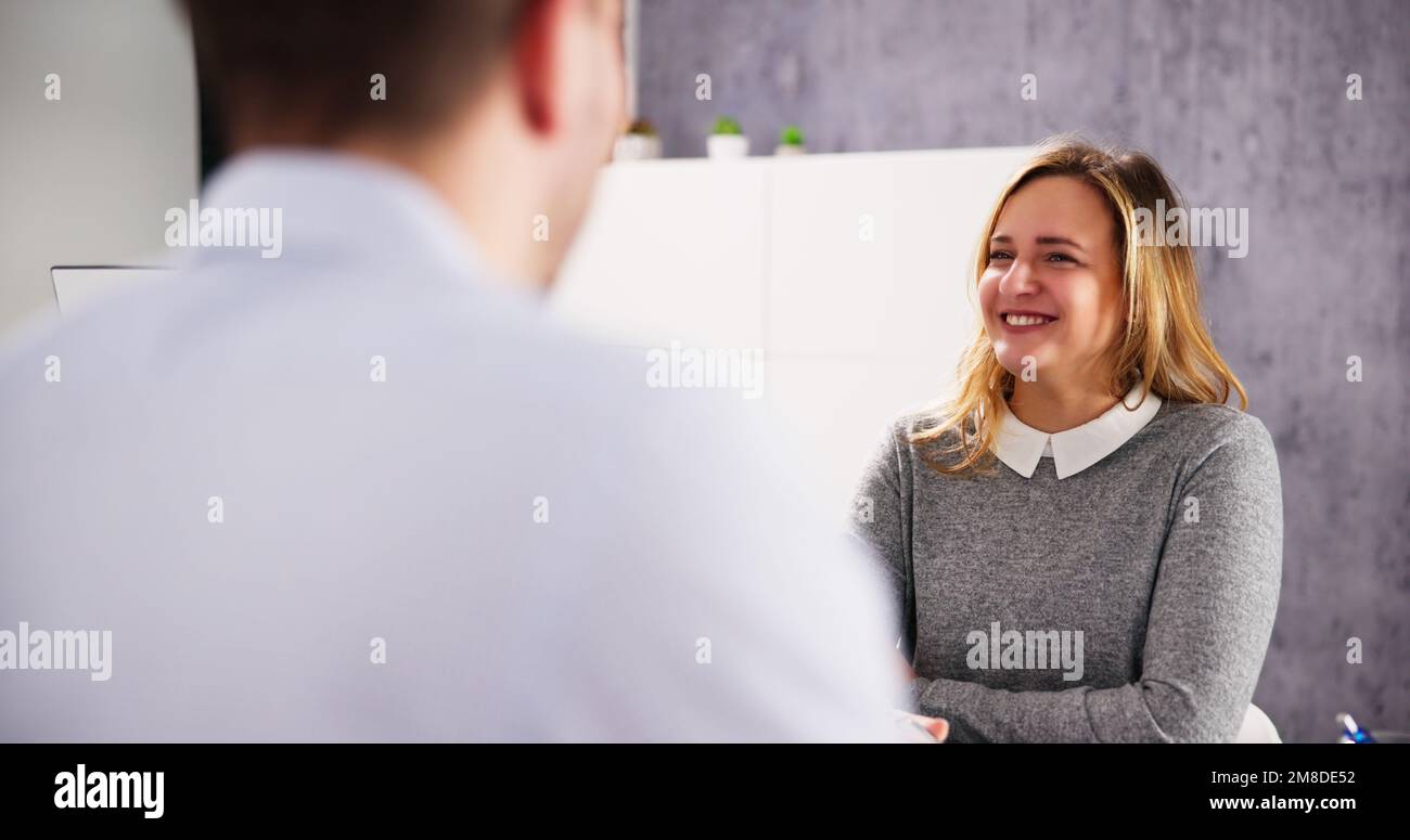 Business People Talk Or Conversation At Interview Stock Photo - Alamy