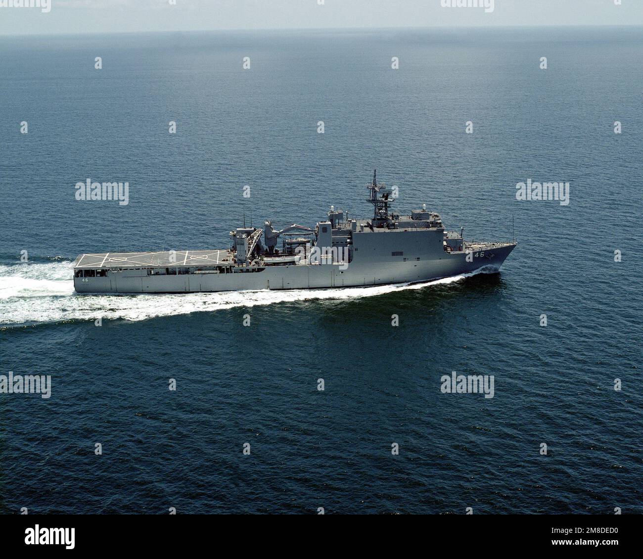 A starboard beam view of the dock landing ship TORTUGA (LSD 46 ...