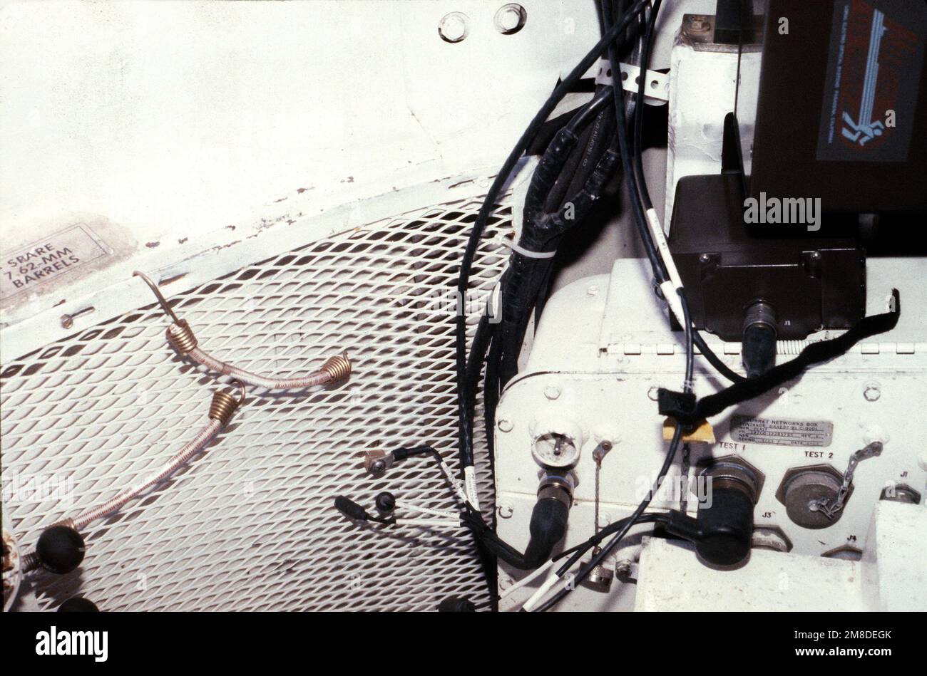 A view of the control console, upper right, battery box and interface ...