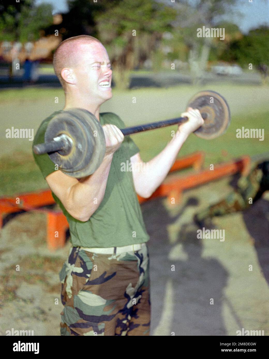 A 1ST Battalion recruit takes part in weight training. Base: Usmc ...