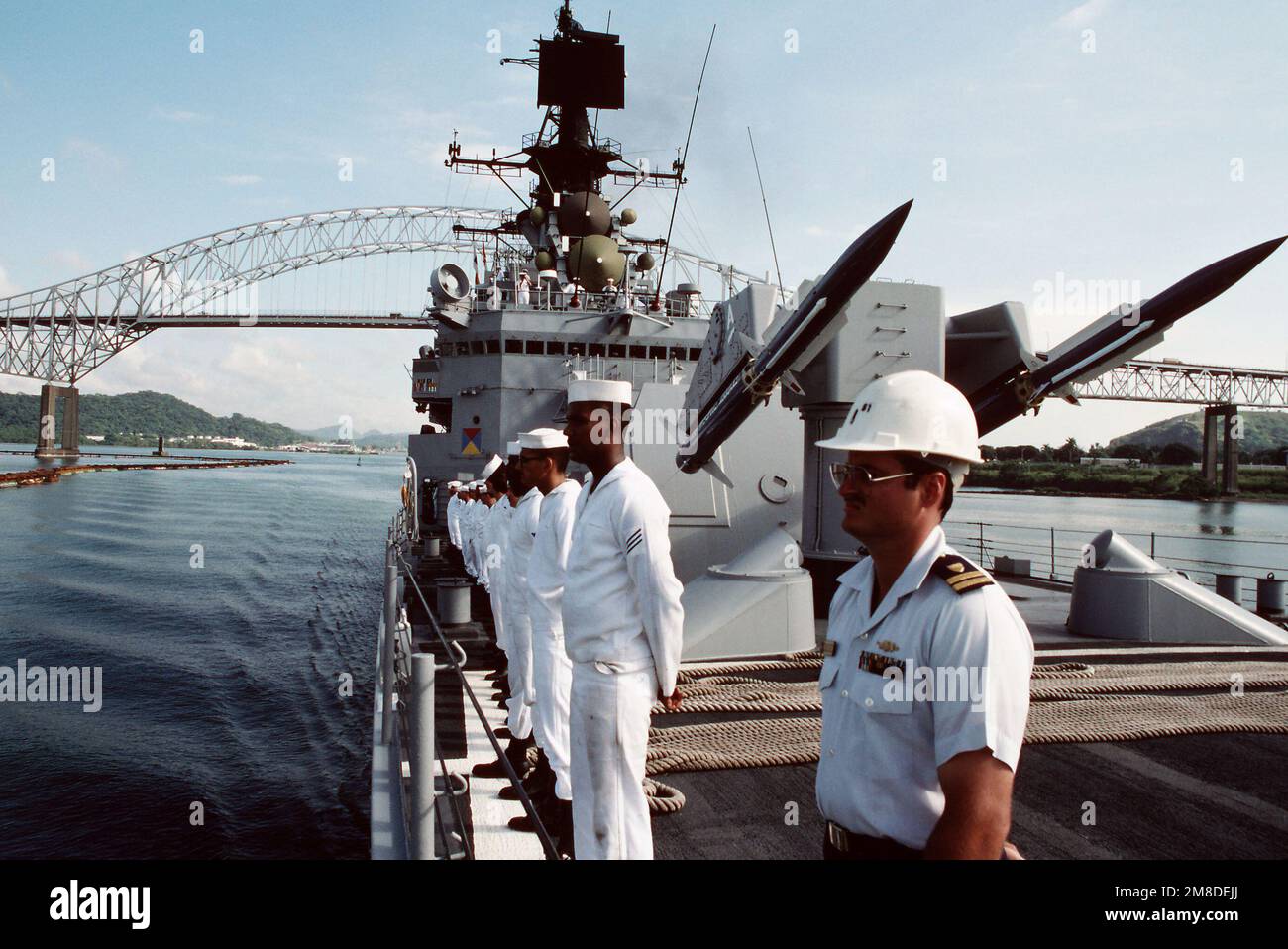 LT Robert Watts mans the rails with his division aboard the guided ...