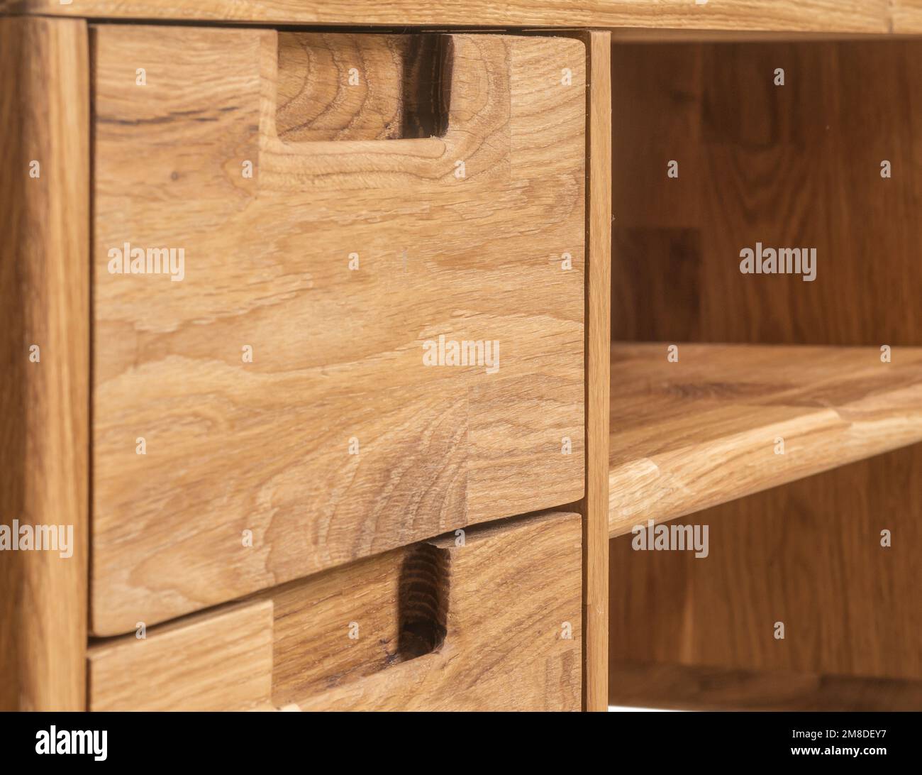 Table drawers with handles close view photo, wooden furniture ...