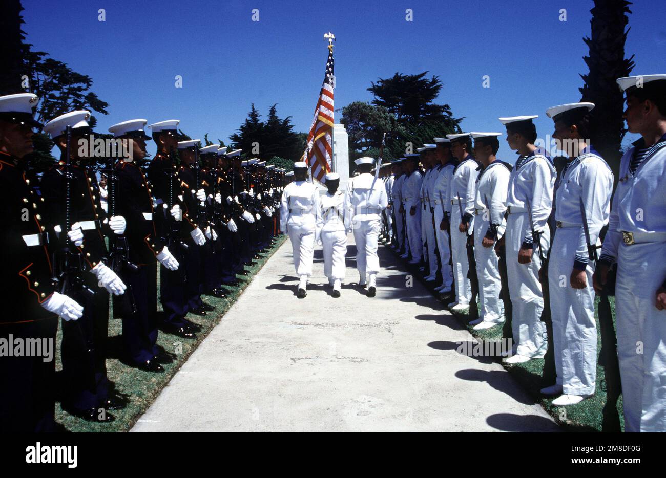 United States (US)Marines present arms and Soviet sailors stand at ...