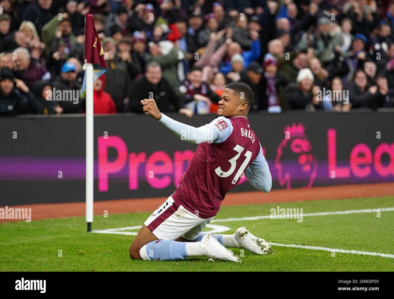 Aston Villa's Leon Bailey celebrates scoring their side's first goal of ...