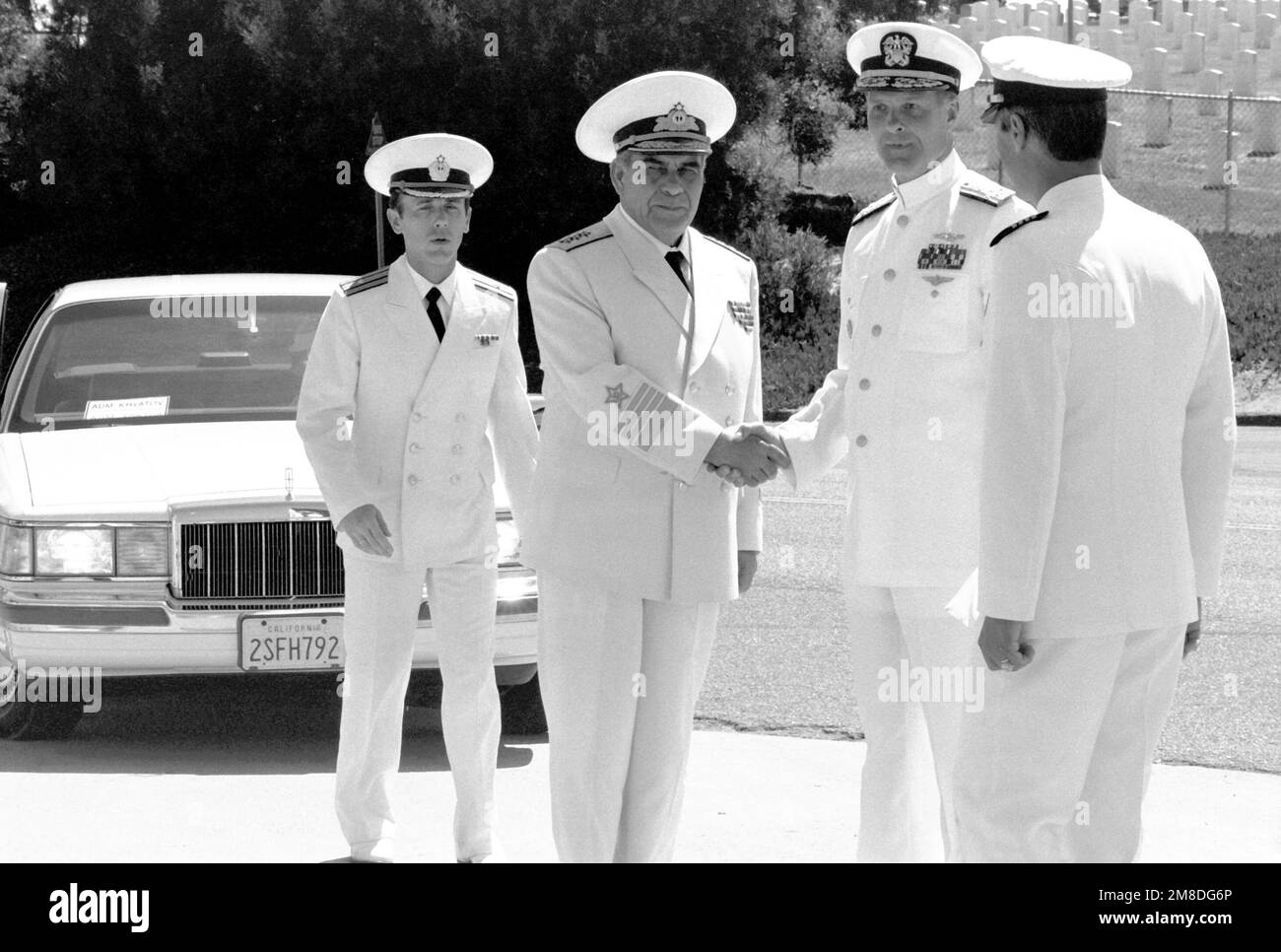 Adm Gennadiy Khvatov Commander Soviet Pacific Fleet Shake Hands