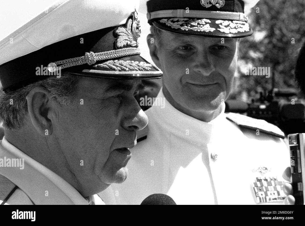 ADM Gennadiy Khvatov, commander, Soviet Pacific Fleet, and ADM Charles ...