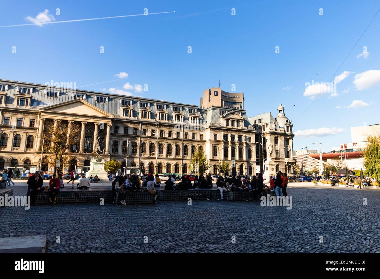 Bucharest University from the University square in Bucharest, Romania ...