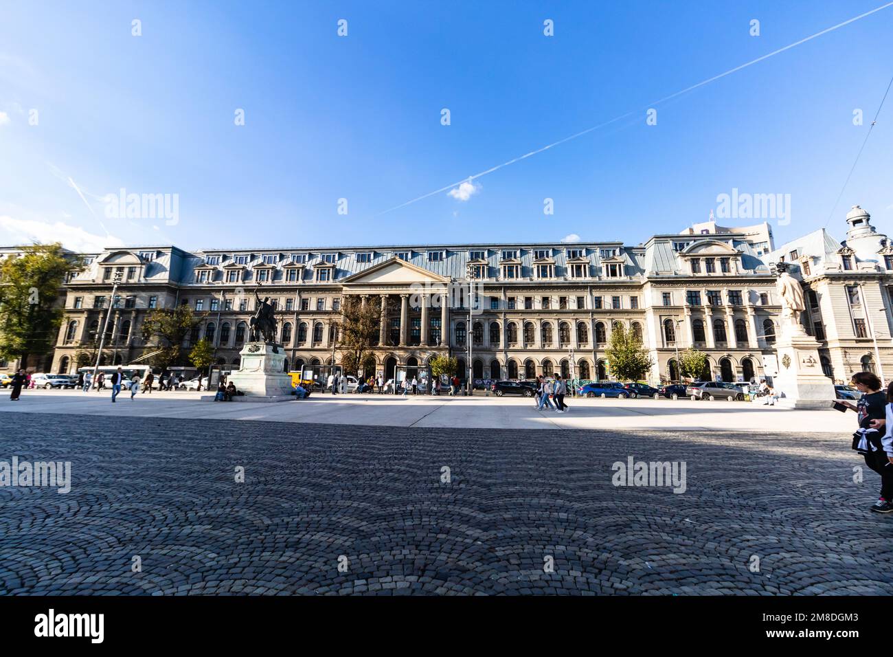 Bucharest University from the University square in Bucharest, Romania ...