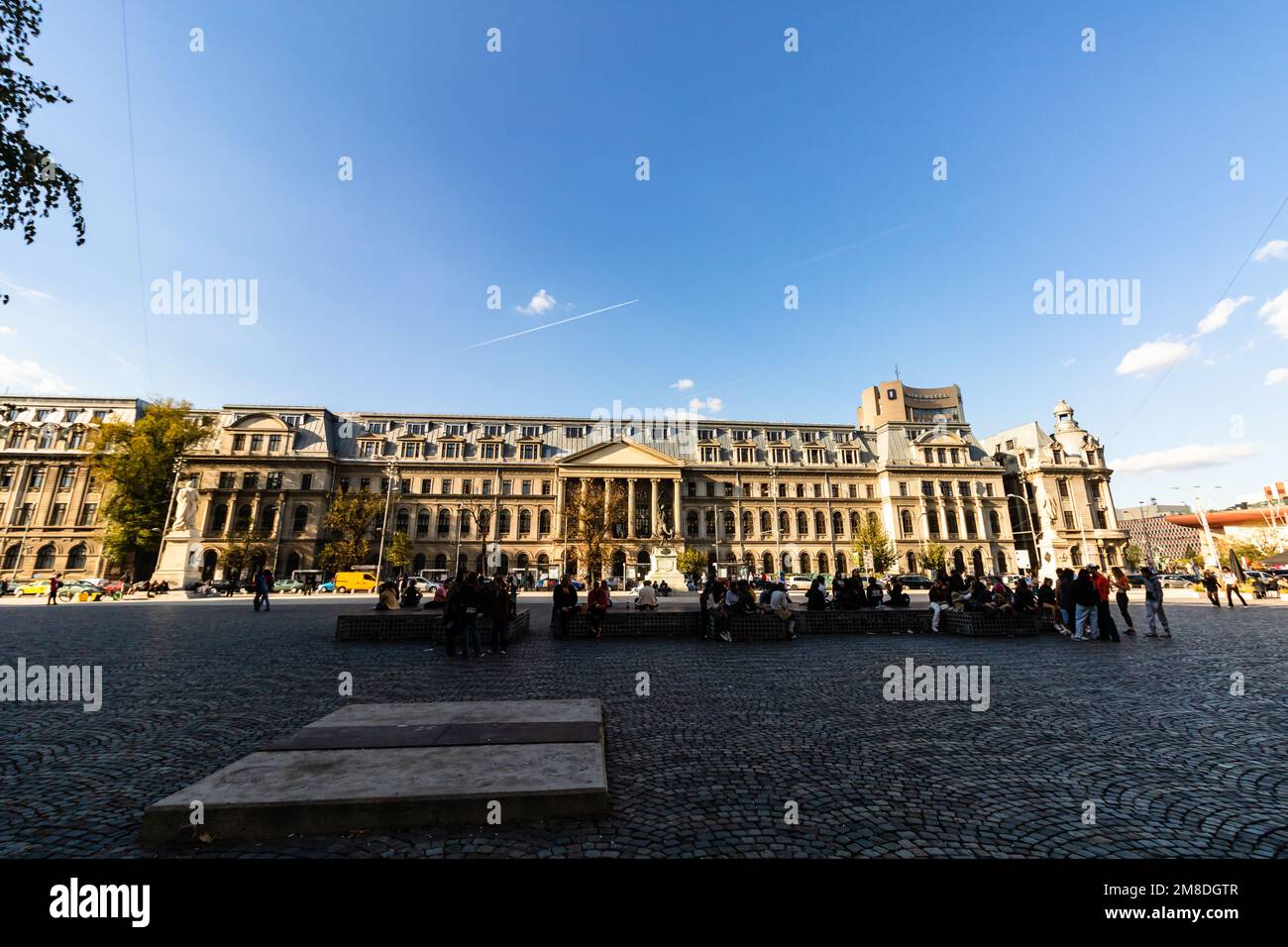 Bucharest University from the University square in Bucharest, Romania ...