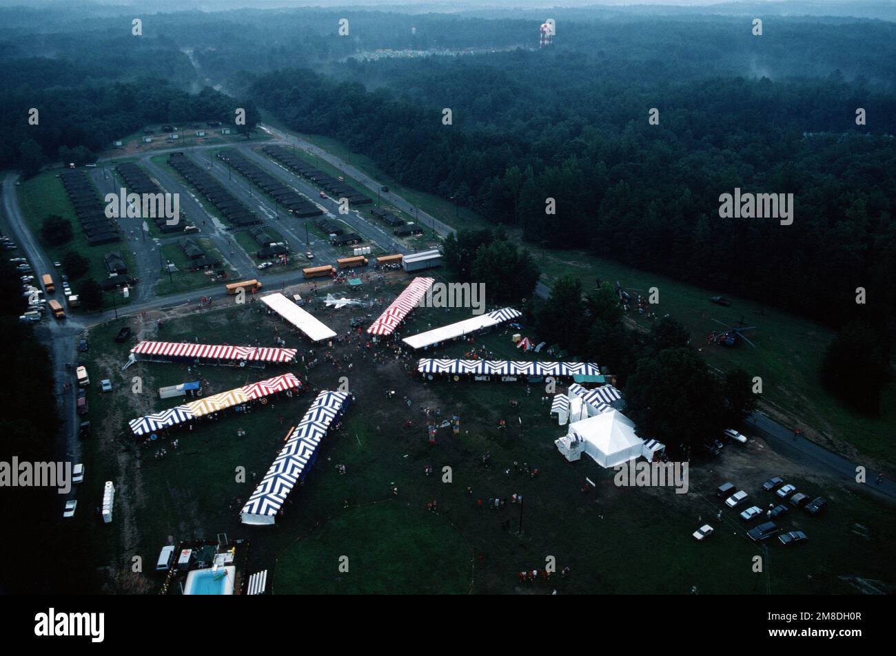 An aerial view of pavilions erected for the 1989 National Jamboree of ...