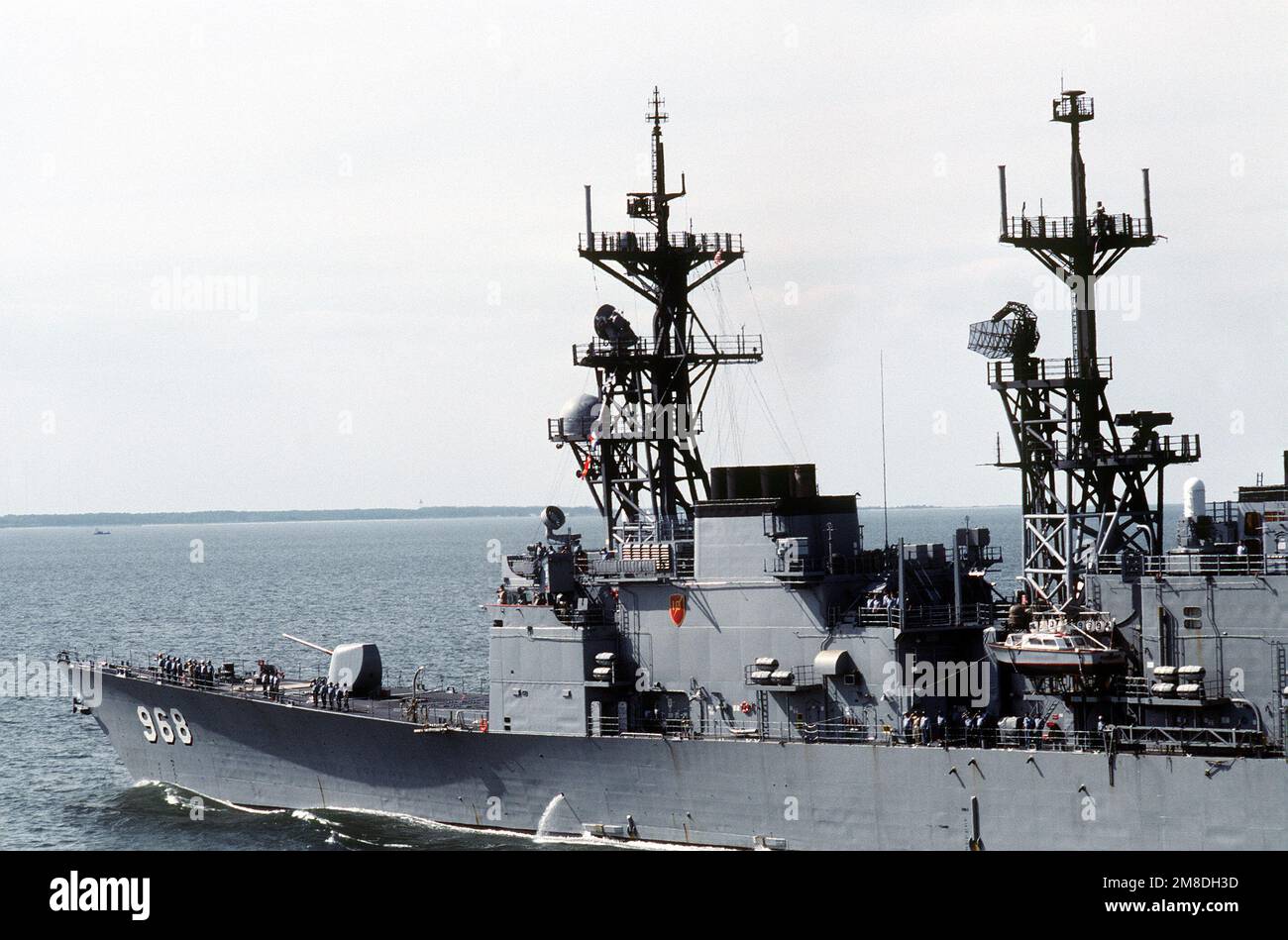 A partial port view of the destroyer USS ARTHUR W. RADFORD (DD-968 ...