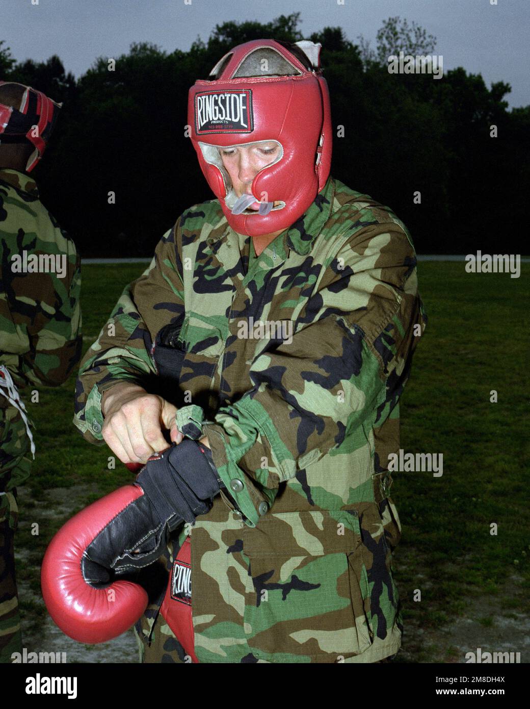 A 3rd Battalion recruit prepares for a boxing match. Base: Usmc Recruit ...